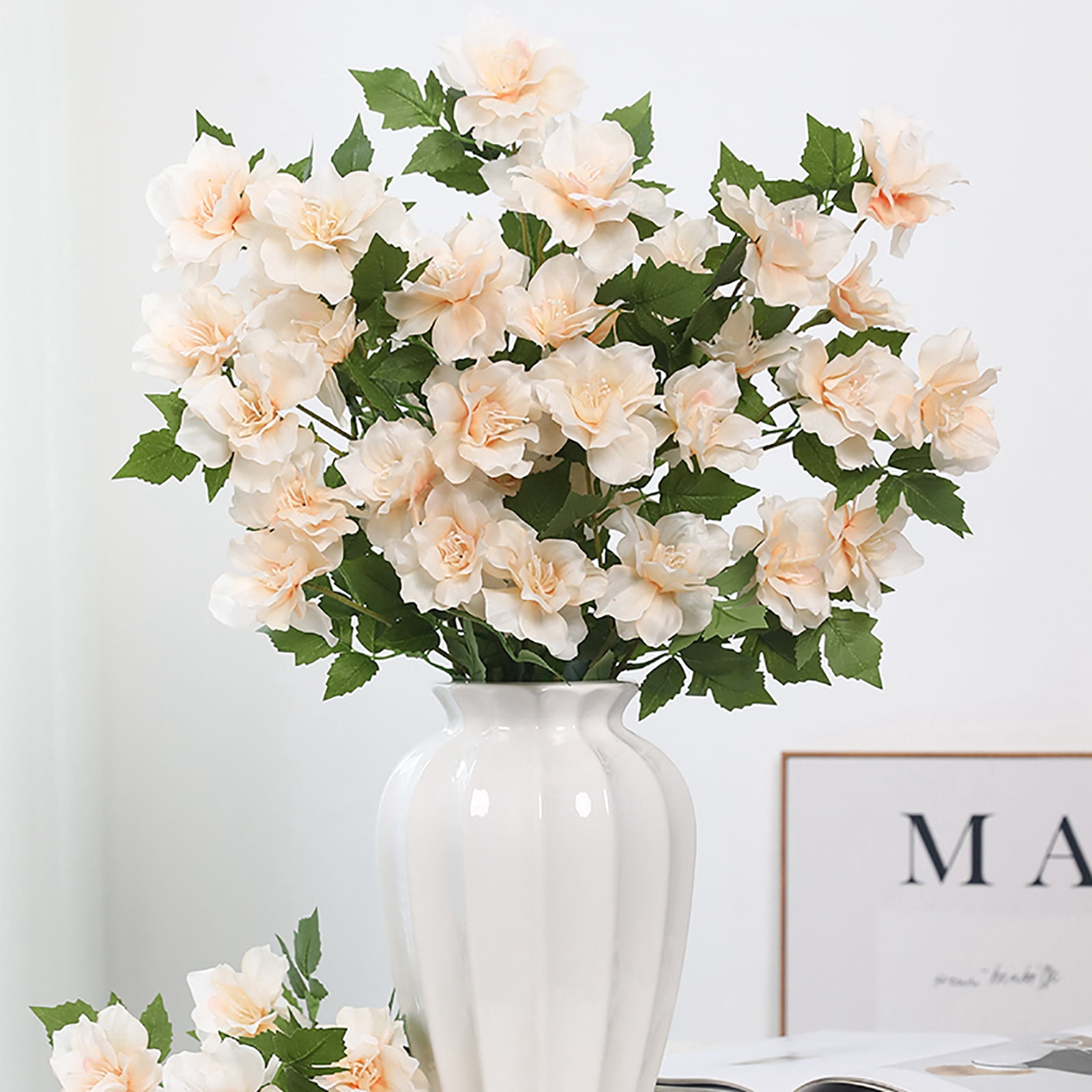 5PCS Artificial Camellia Silk Flower Bouquet, Fake Realistic Flowers ...
