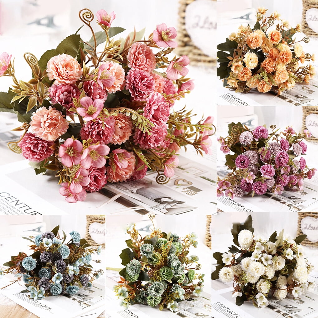 5PCS Artificial Flowers Bouquet Fake Lilac Silk Hydrangea Faux Retro ...