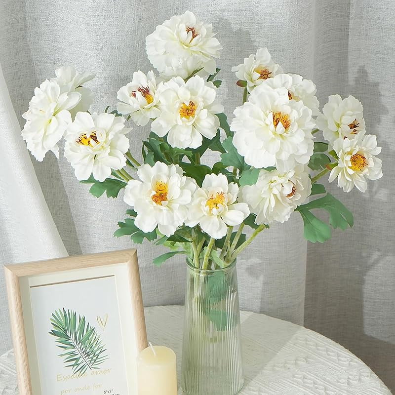 5PCS Artificial Peonies Flowers Realistic,Faux Flower Arrangements Silk ...
