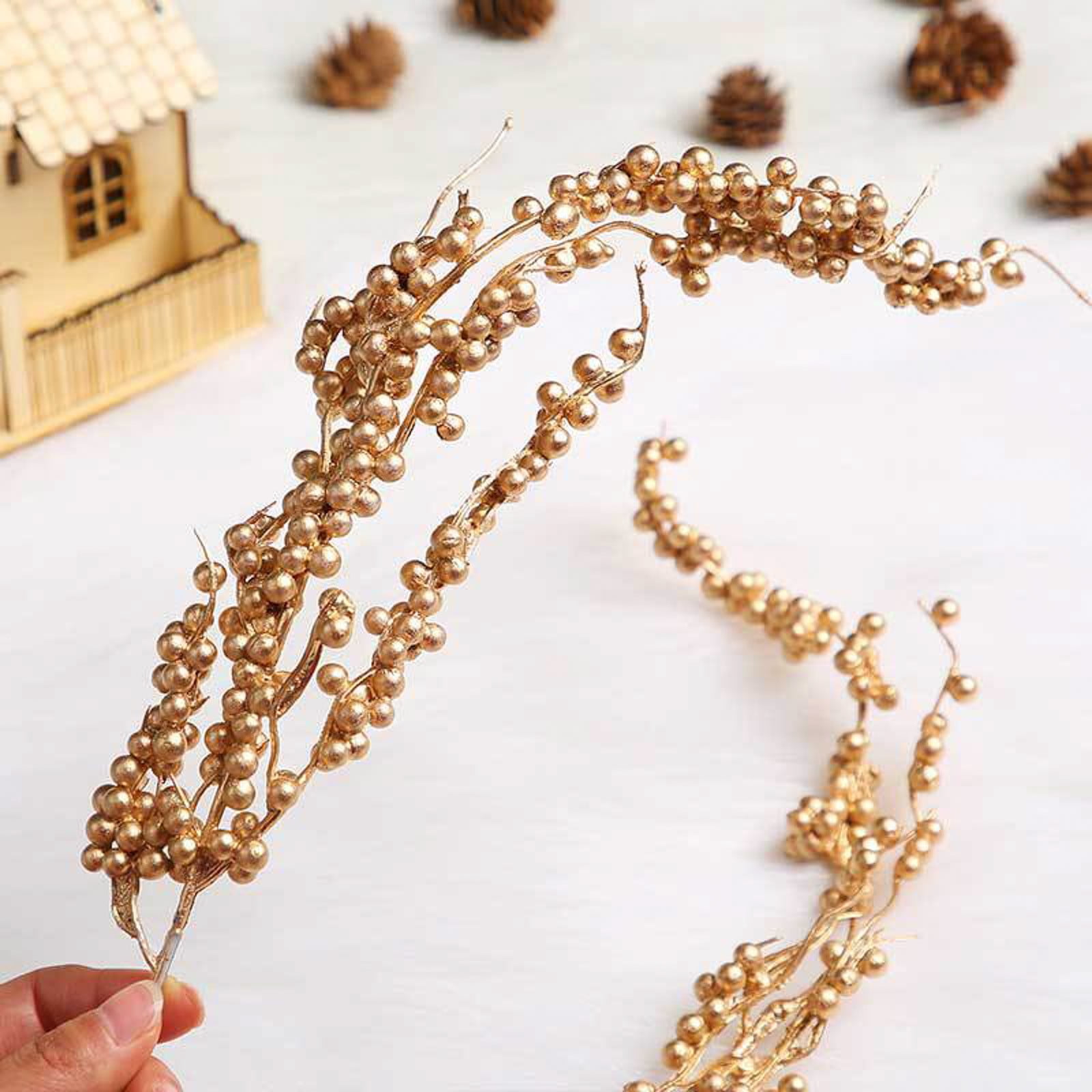 5PCS Artificial Red Fruit Cuttings Berry Mini Berries Decor on Wire ...