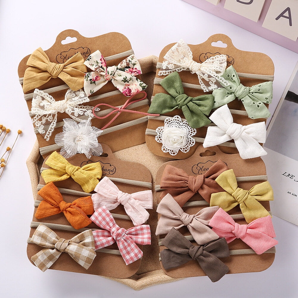 5PCS Baby Girl Headbands and Bows, Newborn Infant Toddler Nylon ...