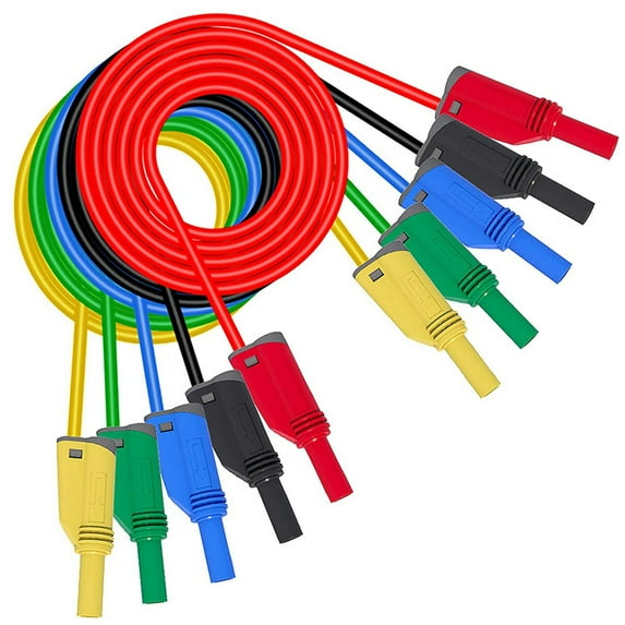 5PCS Banana Plug Silicone Test Leads 4mm Fully Insulated Shrouded ...