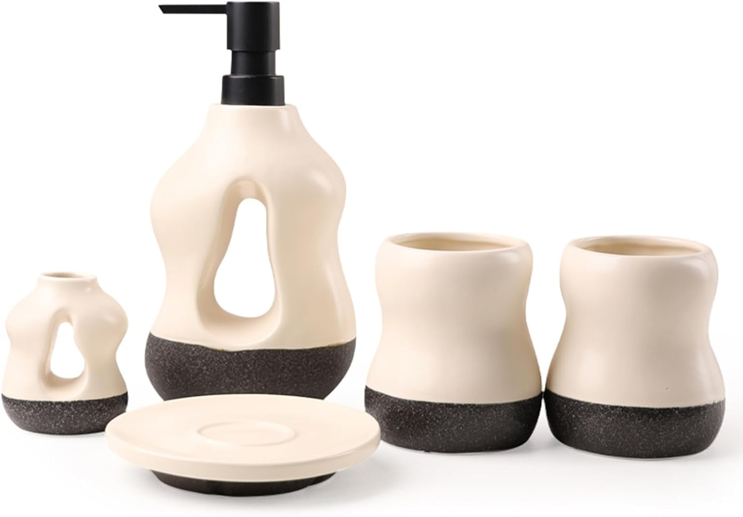 5PCS Bathroom Accessories Set, Two Toothbrush Cups, Soap Dispenser, one ...