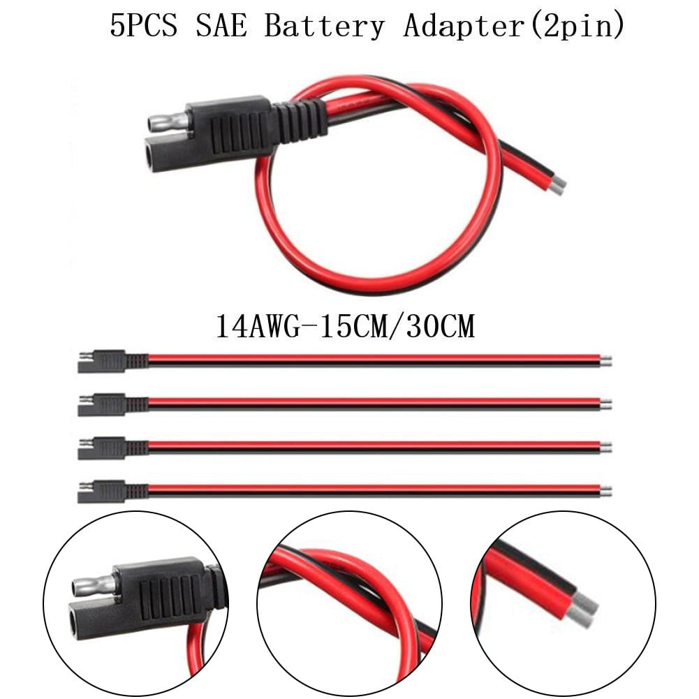 5Pcs Battery Charger Sae Connector 12V Dc Power Plug Diy Cable 14Awg Sae Power Cord Solar ...