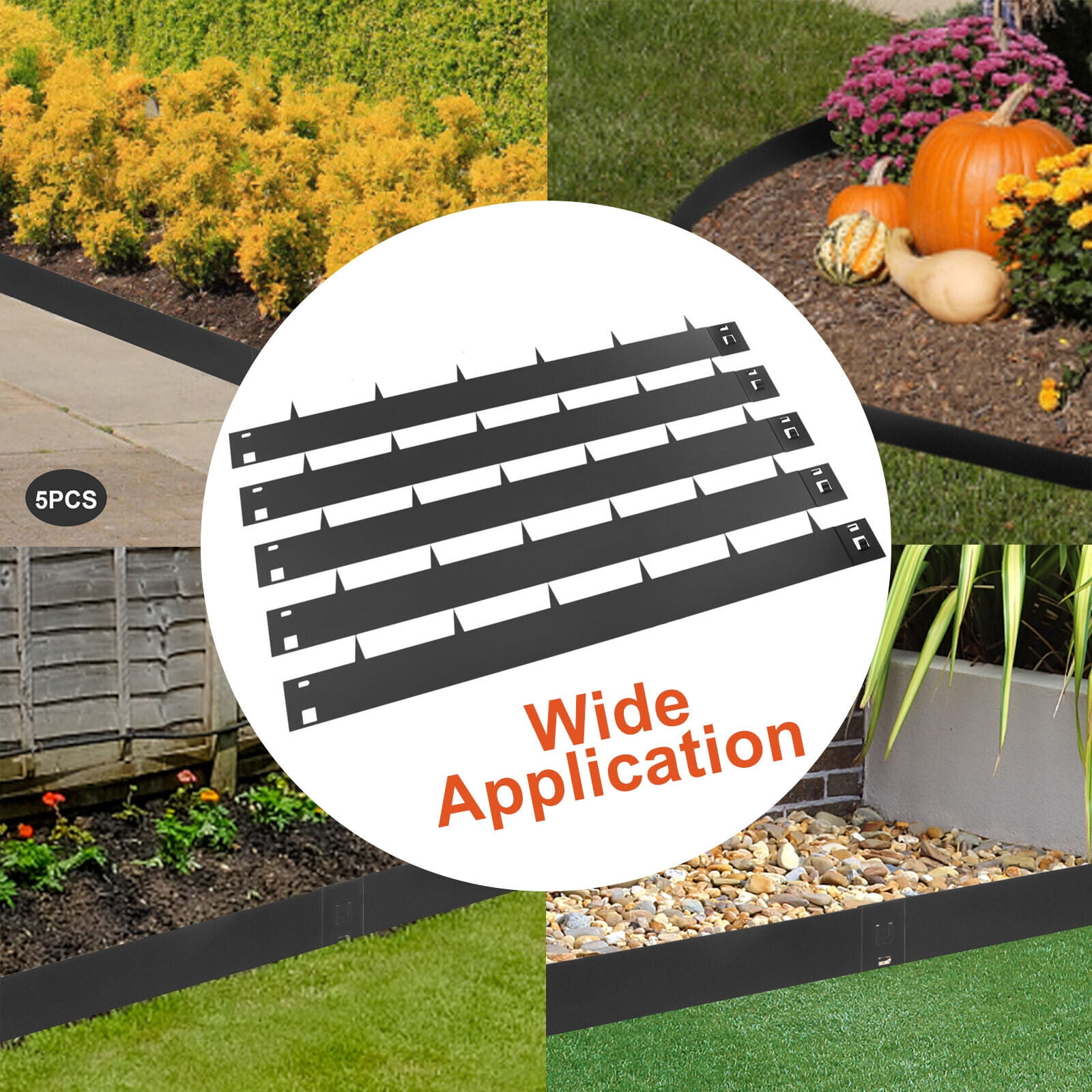 5PCS Black 5"x39" Landscape Edging Garden Border Yard Metal Barrier 5 x ...