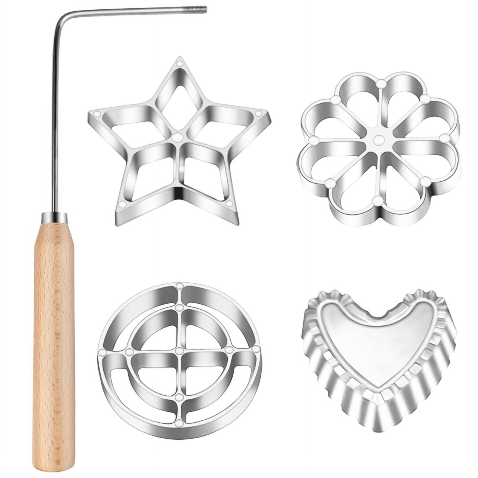 5PCS Bunuelos Mold Set Cake Snack Mold with Wooden Handles,Rosette ...