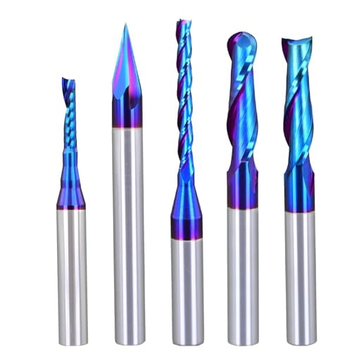 5PCS CNC Router Bits Set 1/4 inch Shank Spiral Carbide End Mill ...