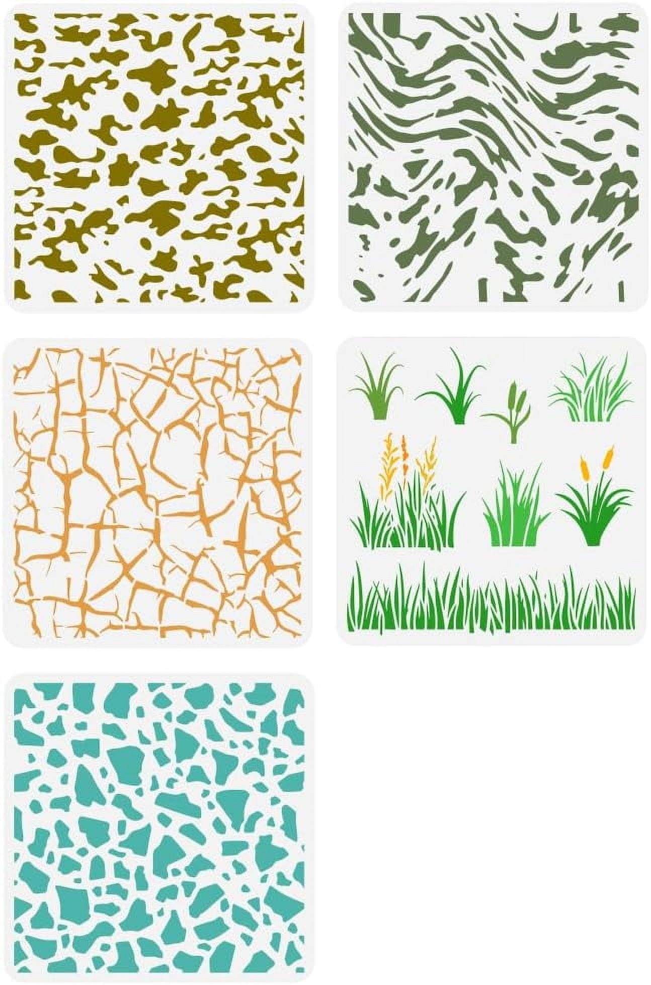 5PCS Camouflage Painting Stencils 11.8x11.8 inch Reusable Camo Pattern ...