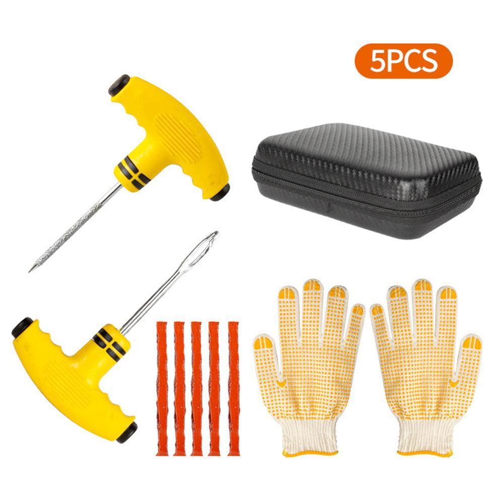 5PCS Car Tire Repair Kit with Rubber Strips, Insertion Tool, Spiral ...