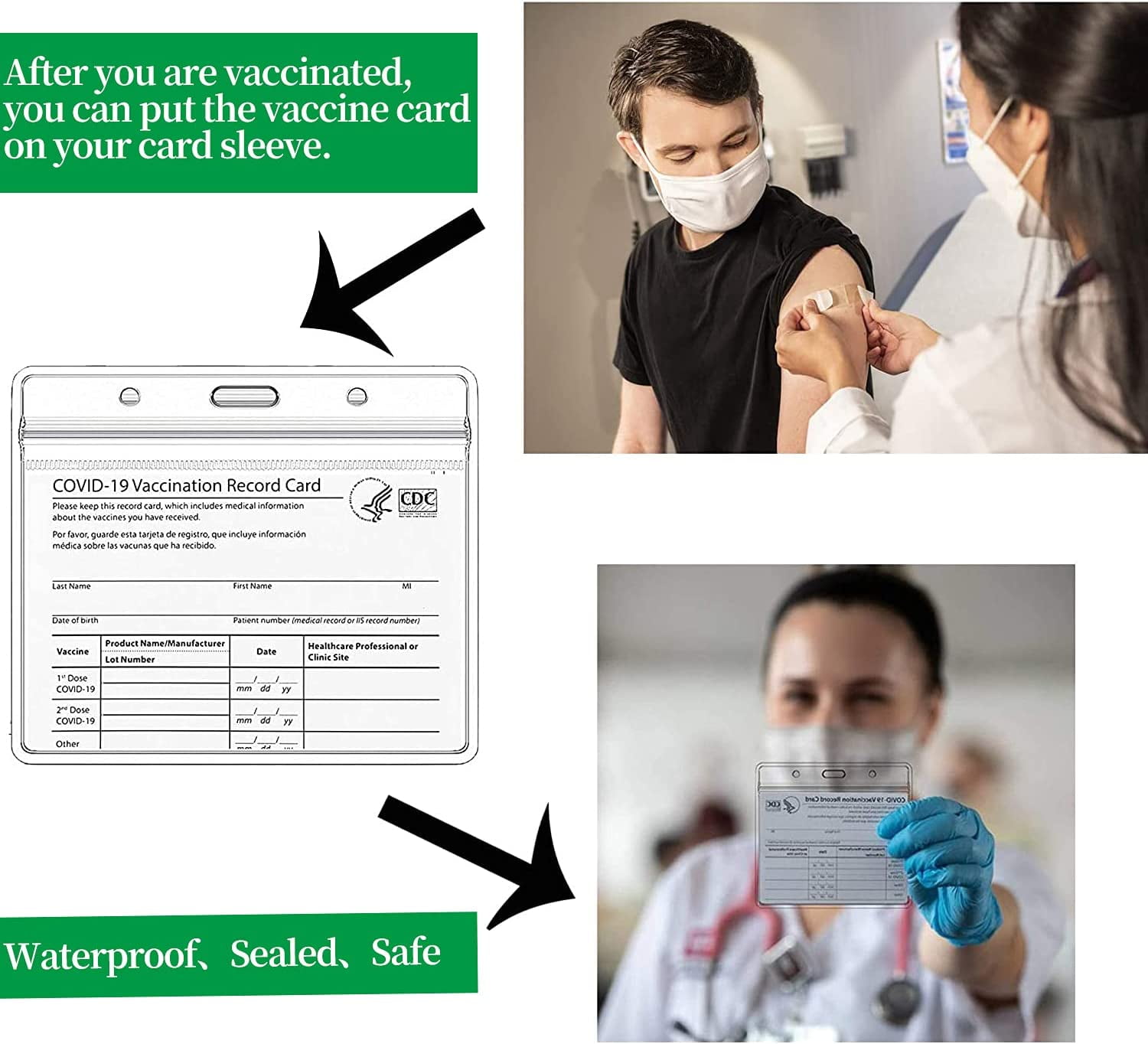 5PCS Card Protector 4.5 X 4 Inch Record Cards Cover,ID Card Name Tag ...