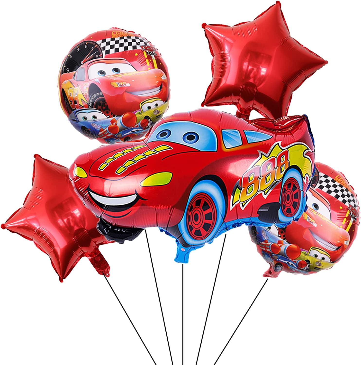 5PCS Cars Balloons Mc Queen Balloon Bouquet Set Party Decoration ...