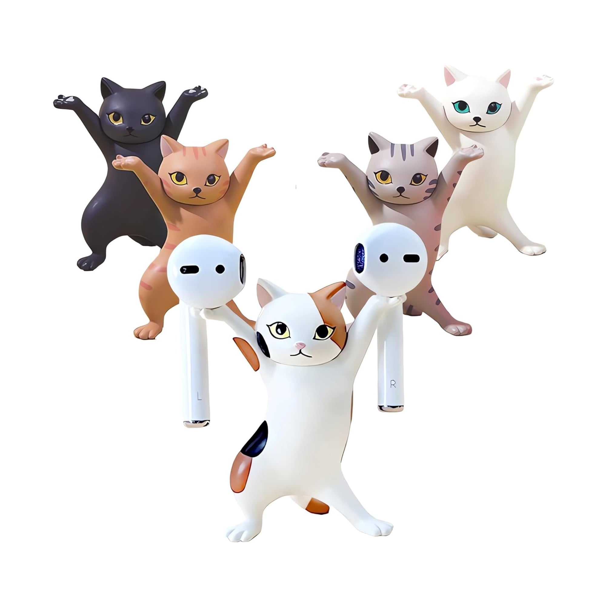 TSLOVER 5PCS Cat Pen Holder Cat Airpod Holder Stand,Funny Office Desk ...