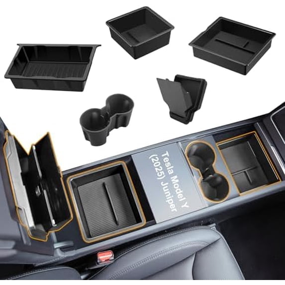 5PCS Center Console Organizer Tray for Tesla Model Y Juniper 2025 2026 ...