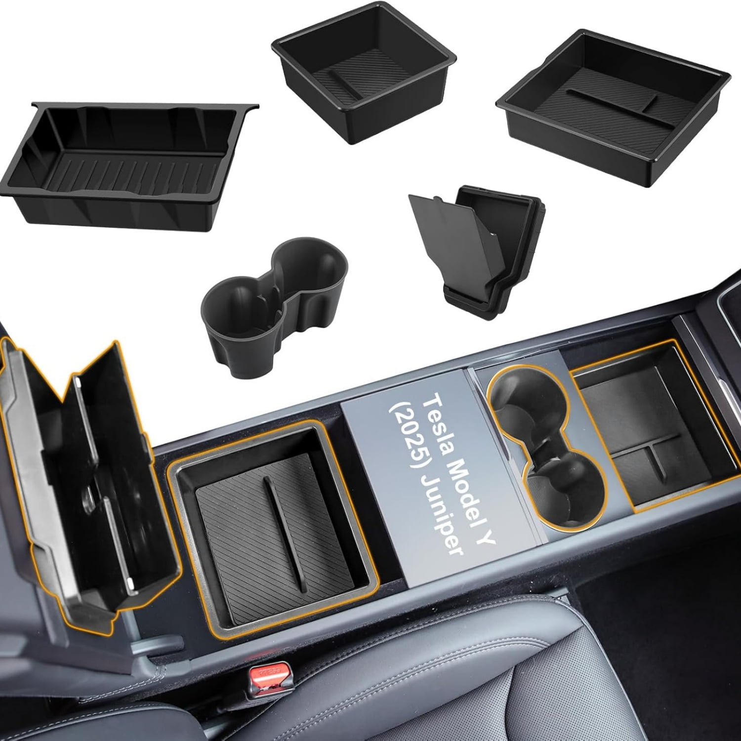 5PCS Center Console Organizer Tray for Tesla Model Y Juniper 2025 2026 ...