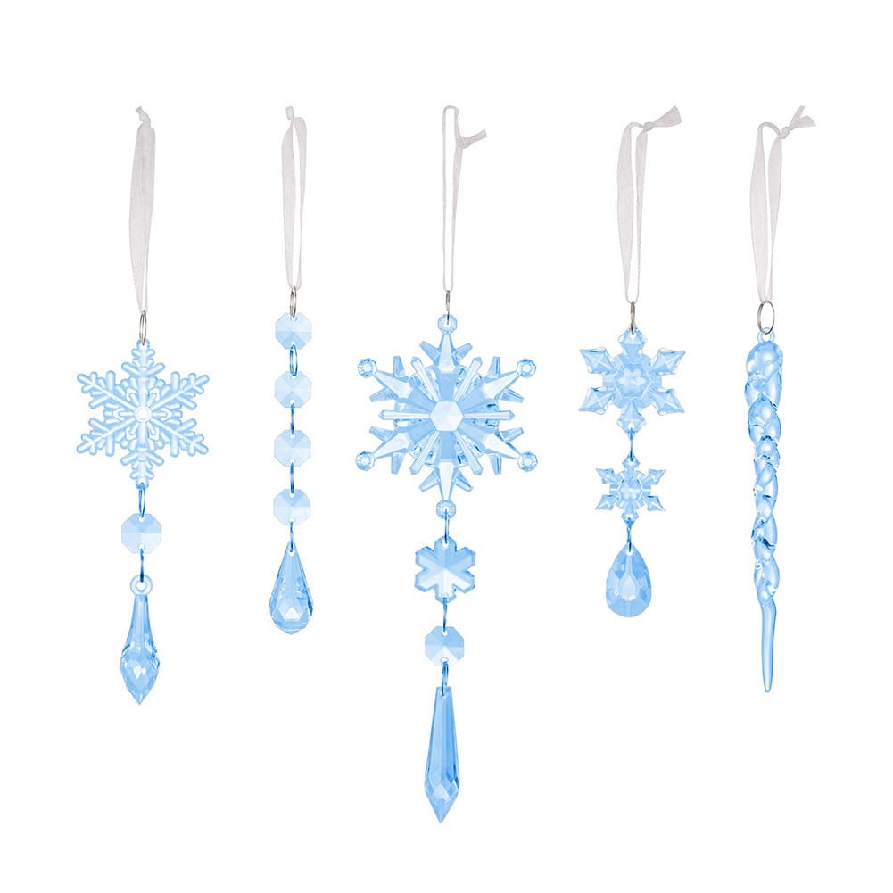 5PCS Christmas Acrylic Snowflake Christmas Tree Ornaments Decor ...