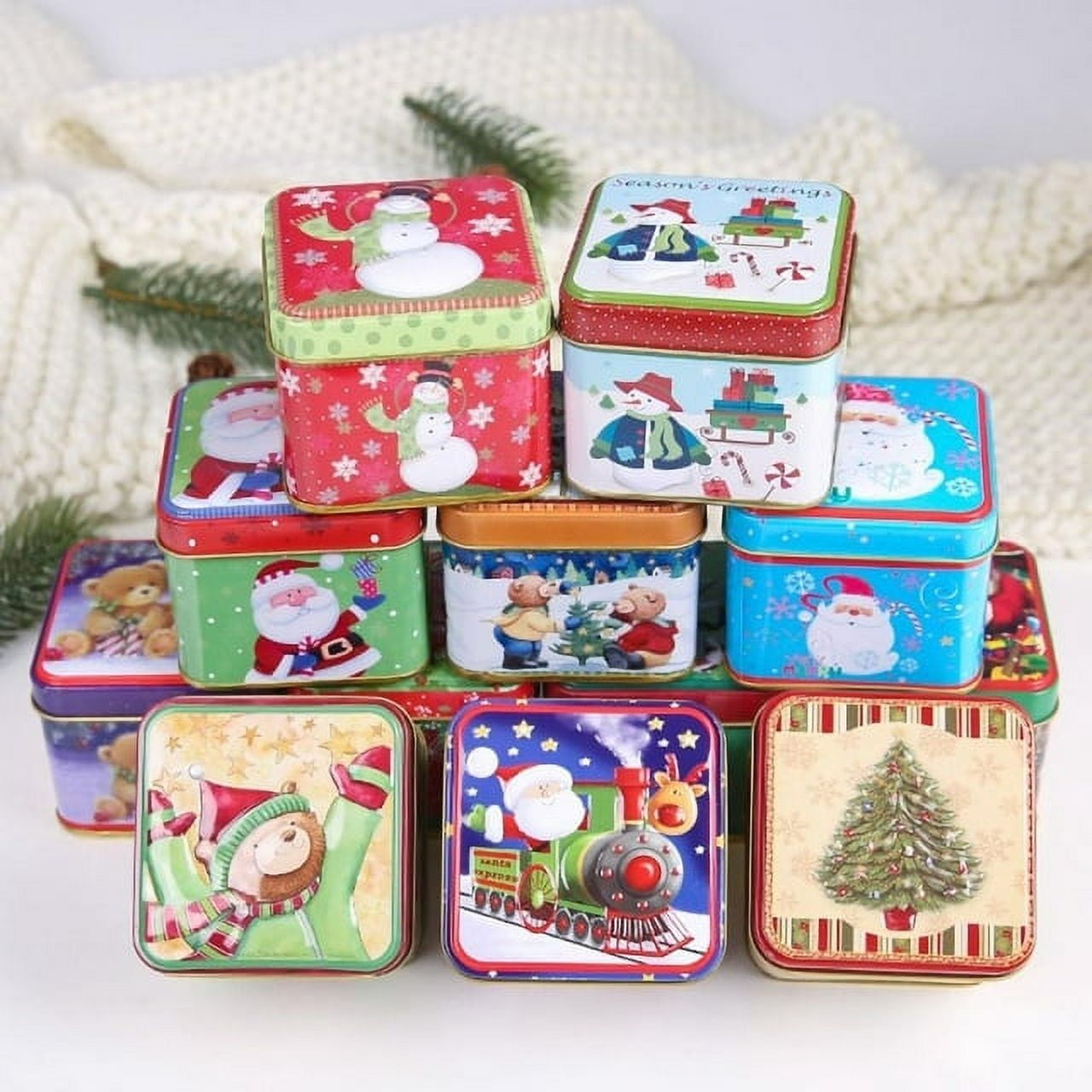 5PCS Christmas Themed Candy Box Storage Container Holiday Decorative ...