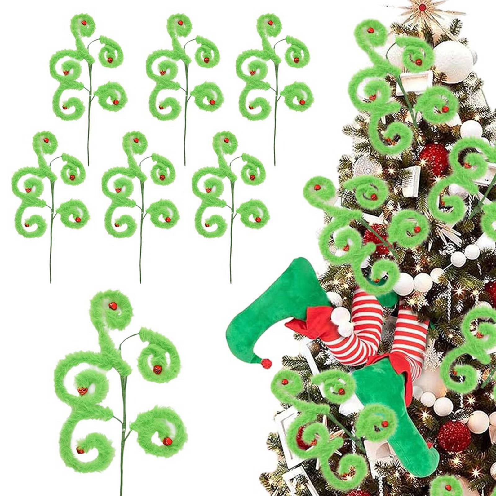 5PCS Christmas Tree Topper 15.7" Red Green Curly Stems Lime Green Curly ...