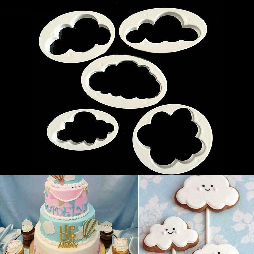 5PCS Cloud Shape Cookie Cutter Set for Cake Decorating Tools, 3D ...