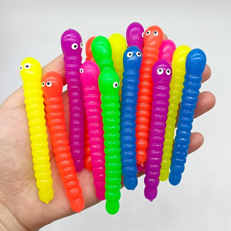 5PCS Colored caterpillar Pull Worm Noodle Fidget Toys Stretch String ...