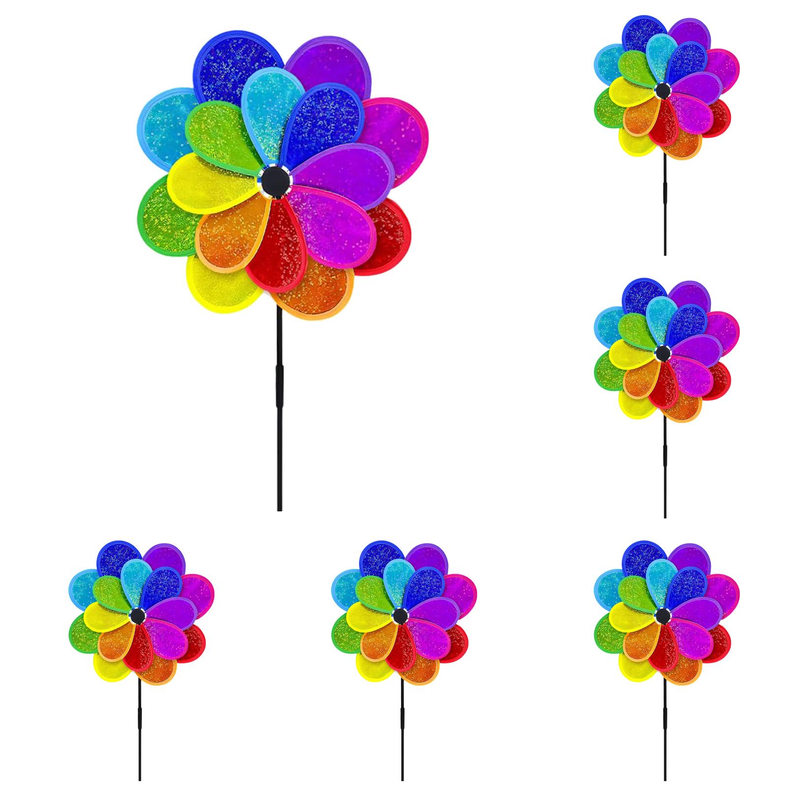 5PCS Colorful Wind Spinners for Outdoors - 11.8" Sparkly Rainbow ...