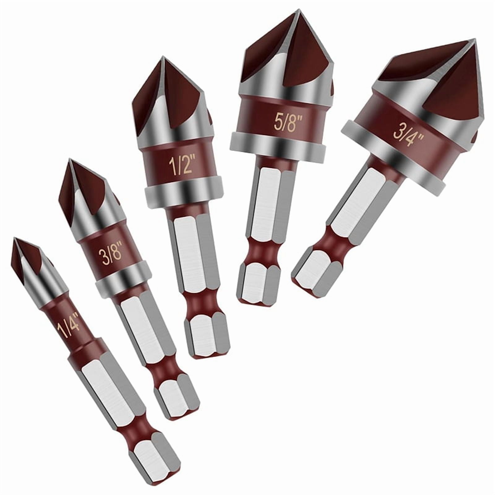 5PCS Countersink Drill Bit Set, 82 Degree HSS Counter Sink Drill Bit ...