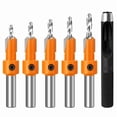 5PCS Countersink Drill Bit Set for Wood 8mm Shank HSS Wood Screw Drill ...