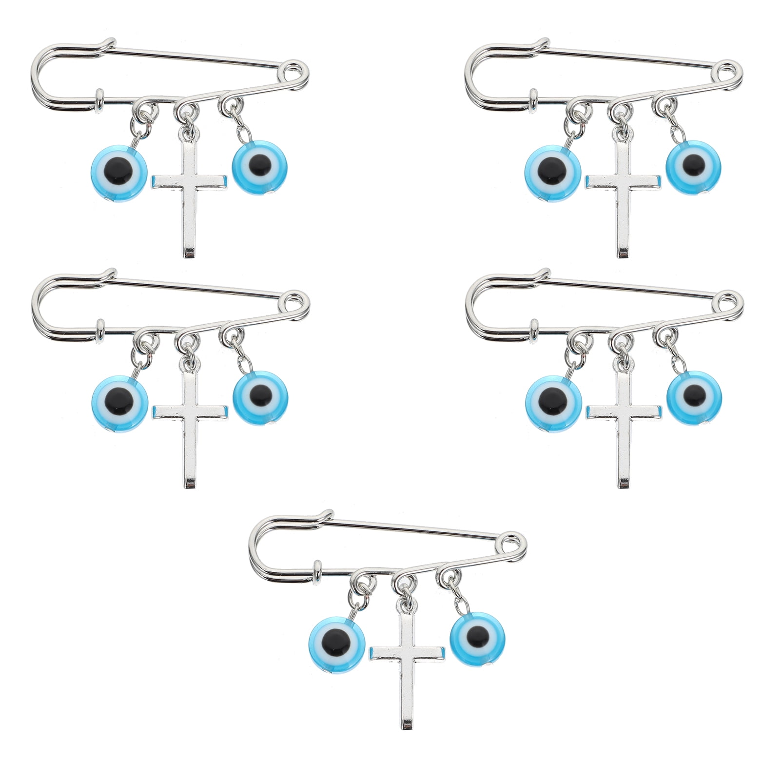 5PCS Creative Turkish Blue Eye Cross Pin Chic Clothing Decorative Small ...