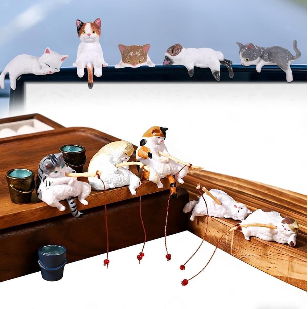 5PCS Cute Cat Desktop Decoration Dolls - Mini Resin Cat Decorations for ...