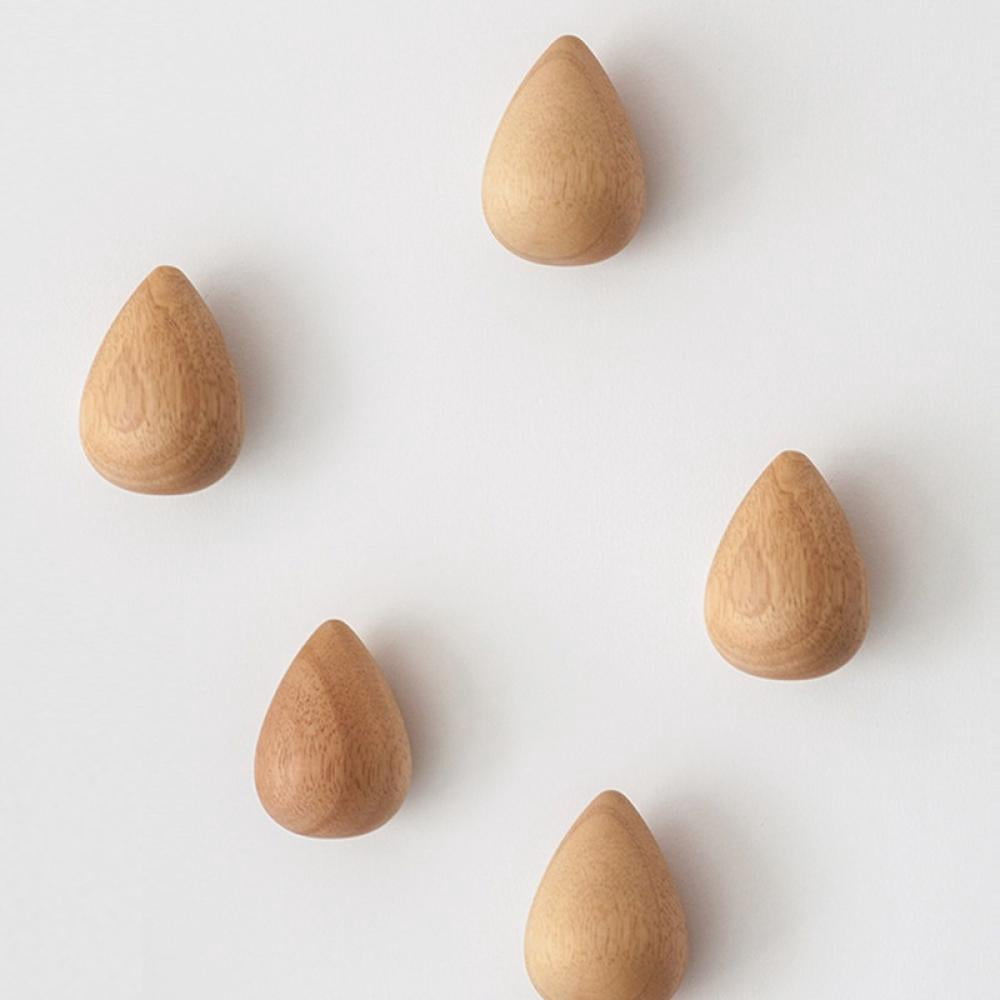 5PCS Cute Water Drop Shaped Wooden Hooks,Decorative Wooden Wall Hooks ...