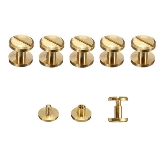 5PCS DIY Flat Belt Screw Leather Craft Chicago Nail Brass Solid Rivets ...