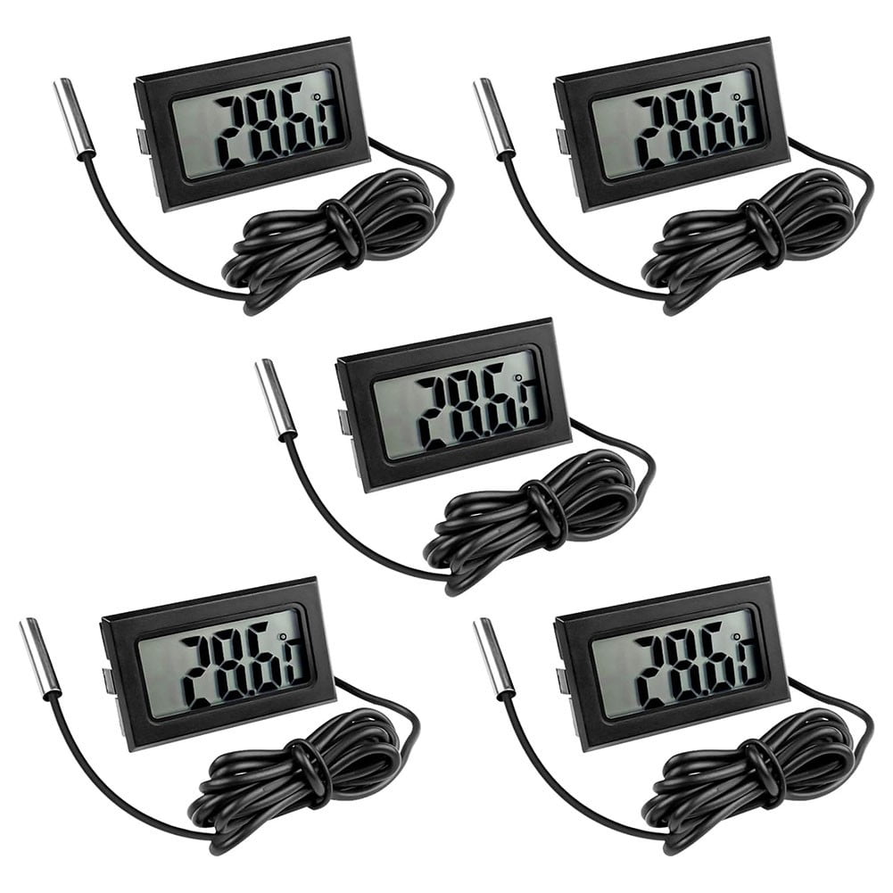 5PCS Digital Thermometer with External Probe, LCD Temperature Monitor ...