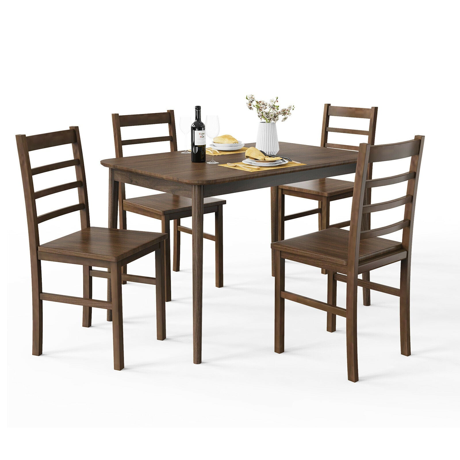 5PCS Dining Table Set Kitchen Wooden Modern Table and Chairs Set for ...