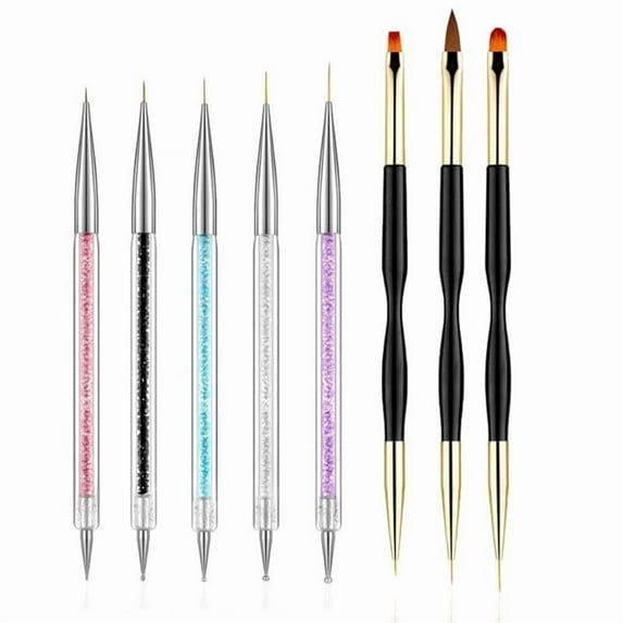 5PCS Dotting Pens with 3 PCS Nail Painting Brushes, Double Ended Brush ...