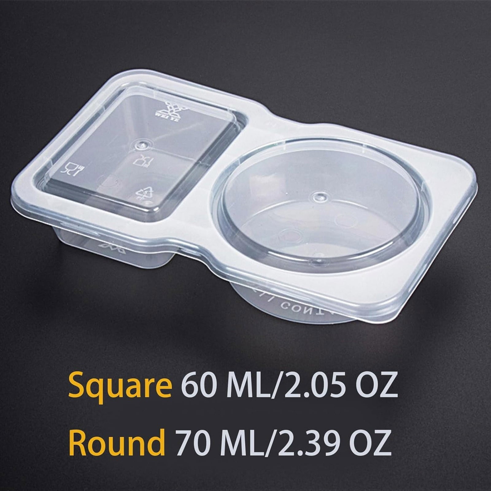 5PCS Double Compartment Snack Containers with Lids,Square & Round ...