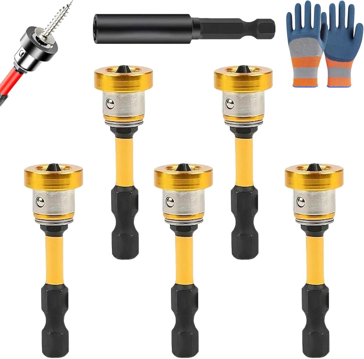 5PCS Drywall Bit Attachment with Depth Stop, Removable Magnetic Screw ...