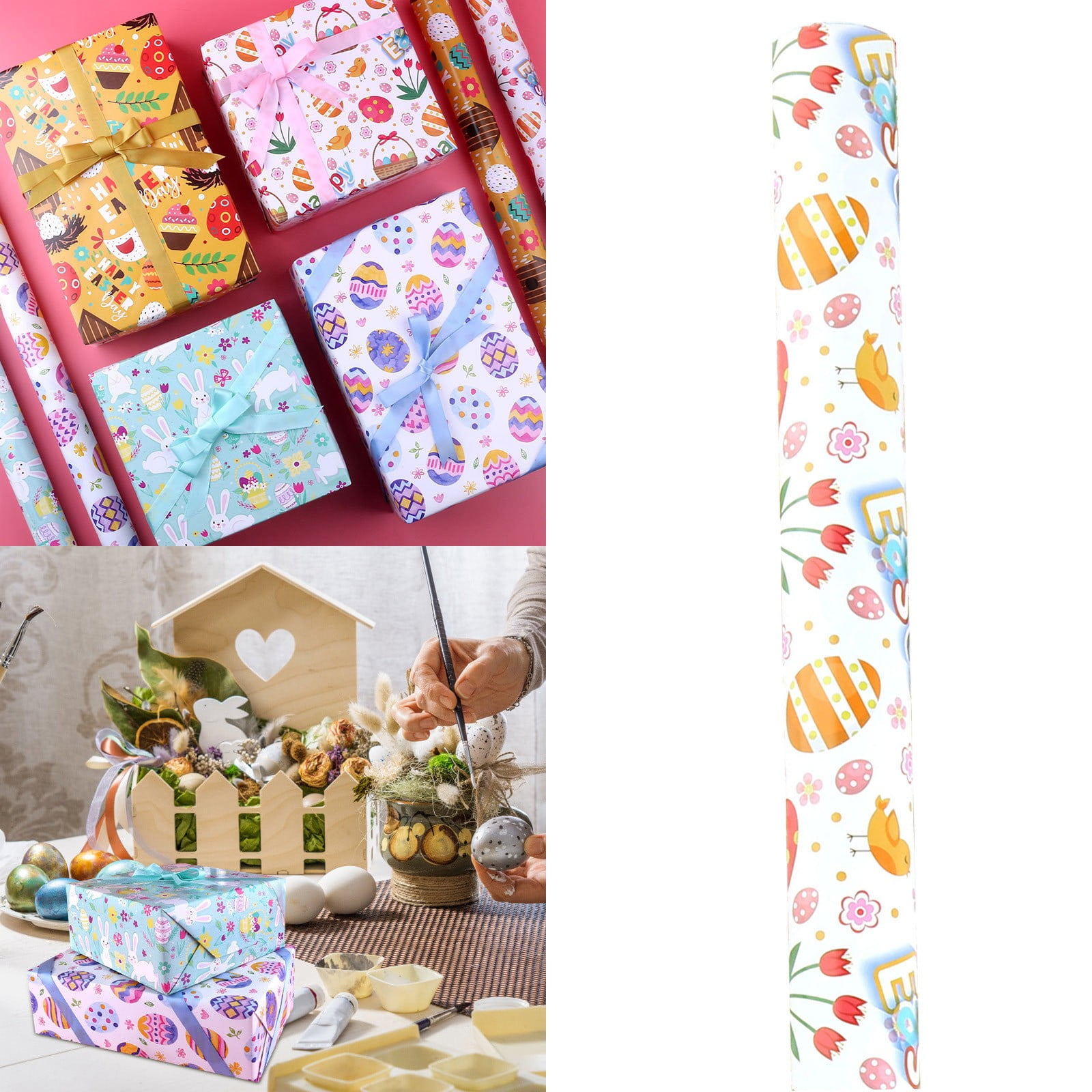 5PCS Easter Gift Wrapping Paper Rabbit Year Gift Wrapping Paper Roll ...