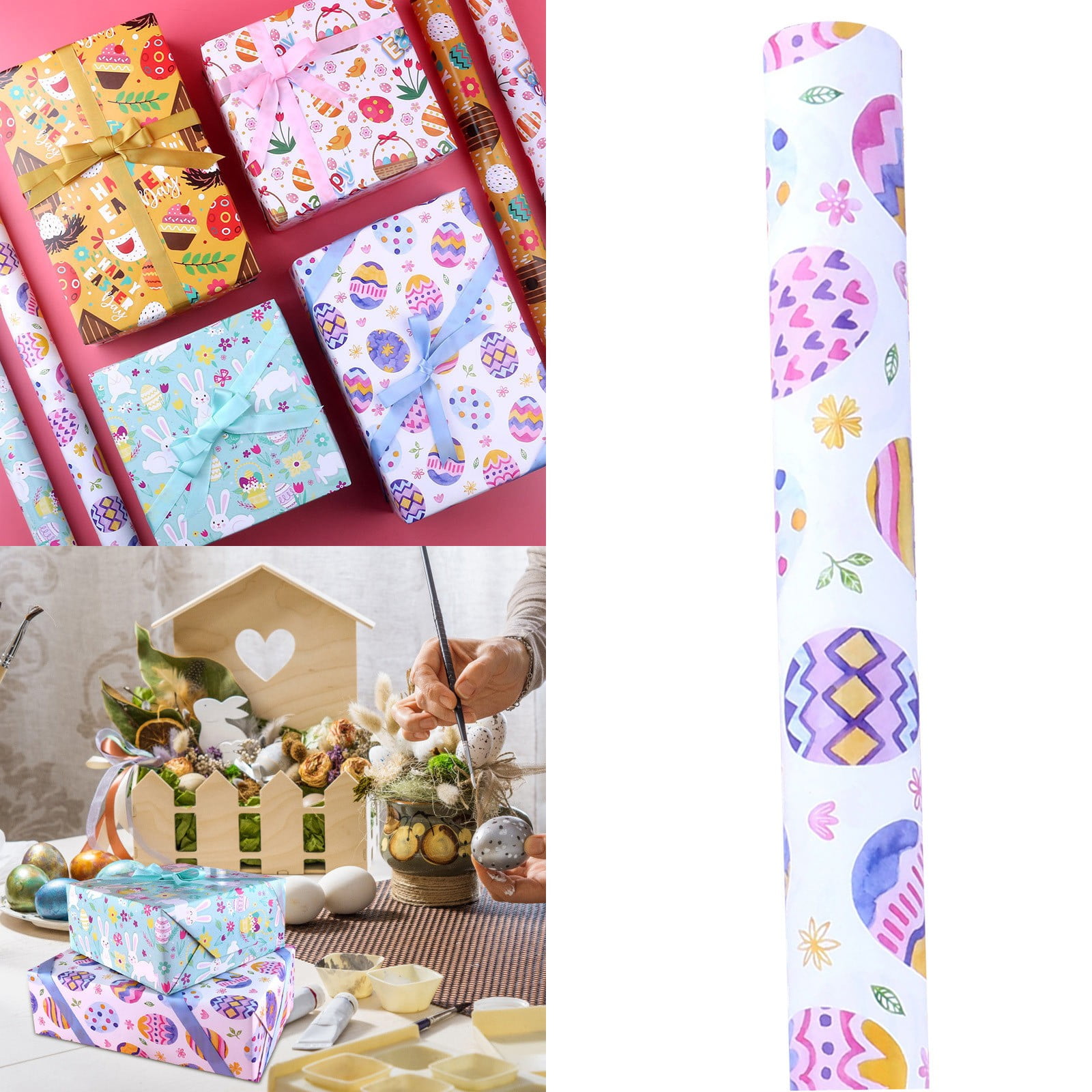 5PCS Easter Gift Wrapping Paper Rabbit Year Gift Wrapping Paper Roll ...