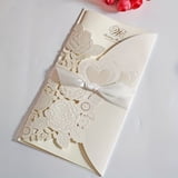 5PCS Elegant Hollow Bow Wedding Invitations - DIY Customizable ...