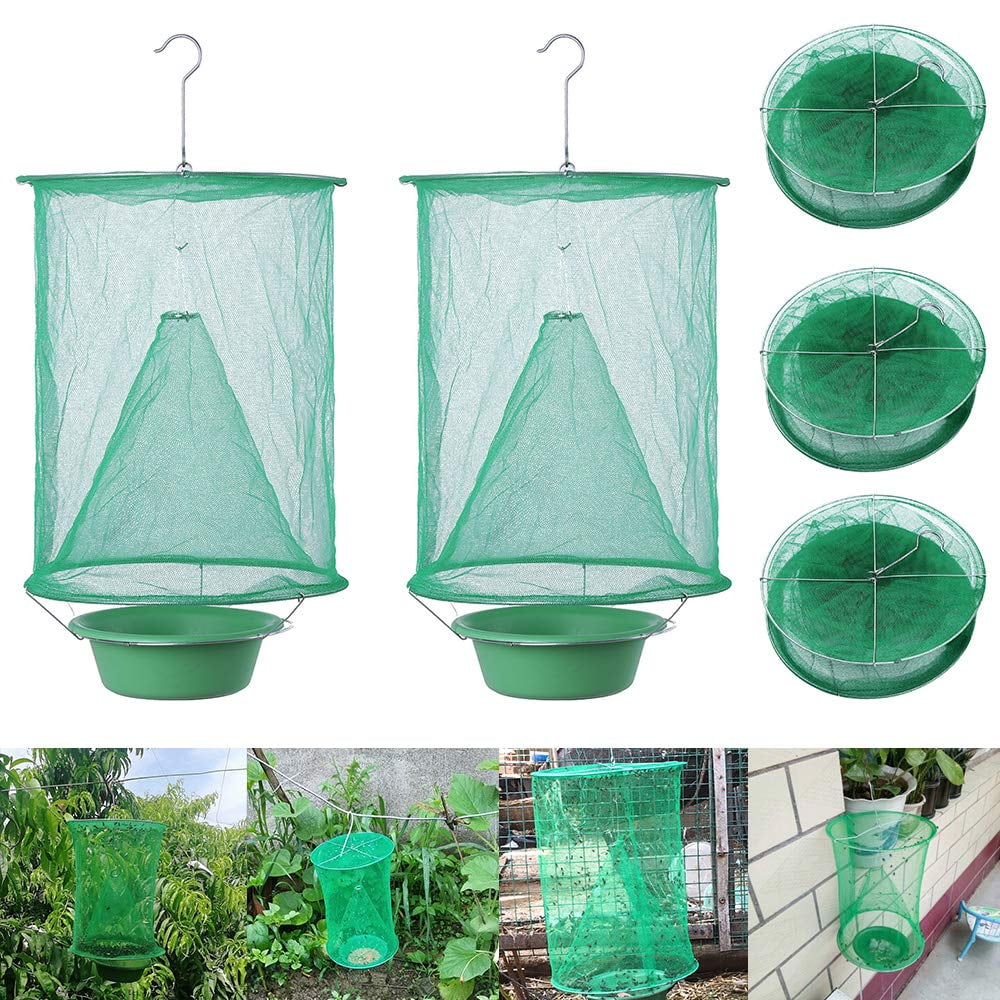 5PCS Fly Trap Insect, Ranch Hanging Fly Catcher Cage Net Folding ...