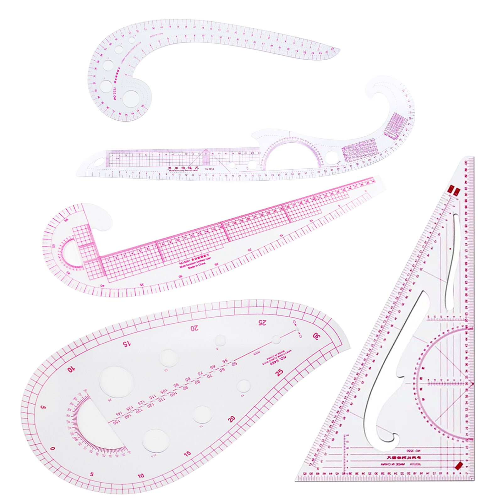 5PCS French Metric Ruler Clothing Fashion Ruler Curve Shaped Grading ...