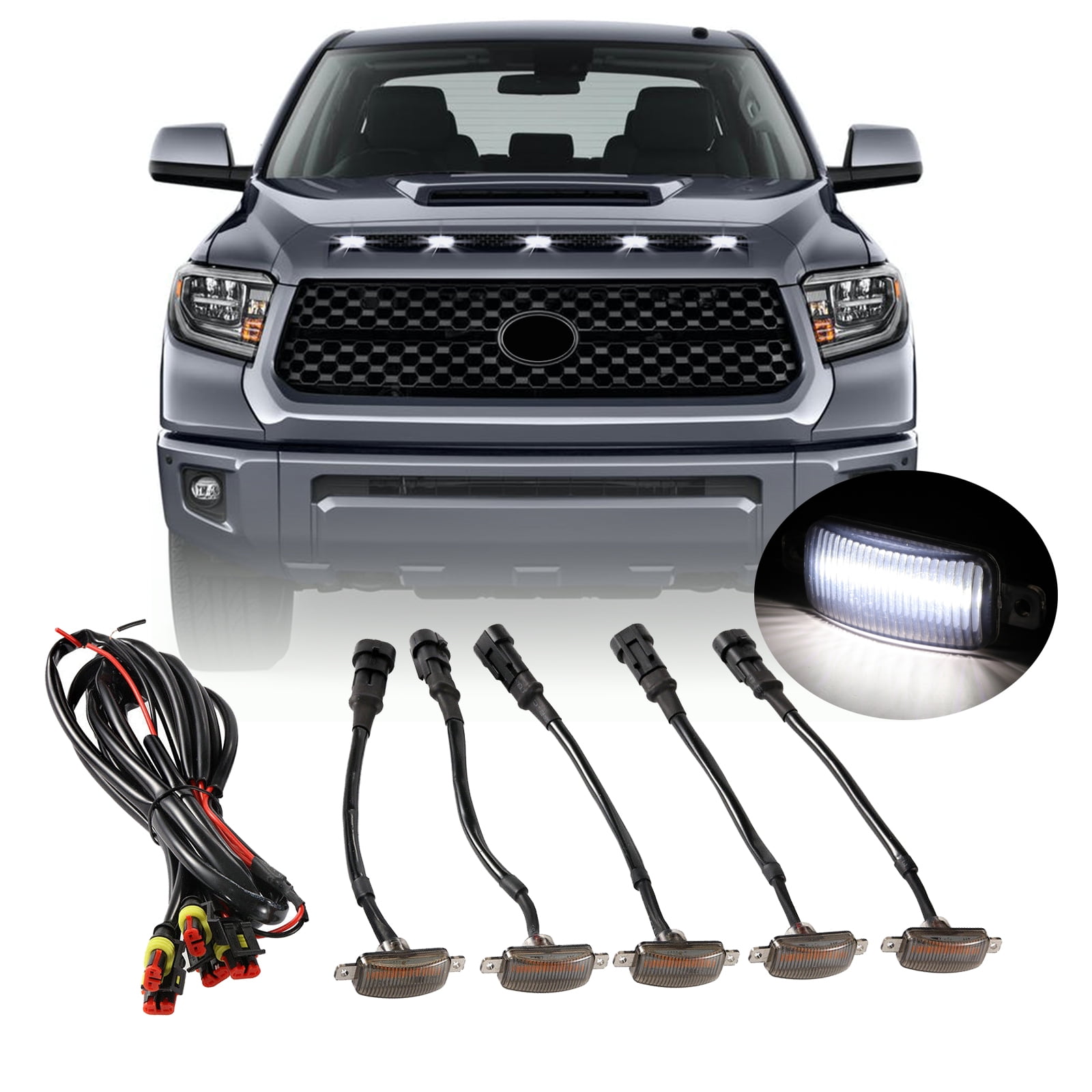5PCS Front Grille LED Lights for Toyota Tundra 2008-2022 Universal ...