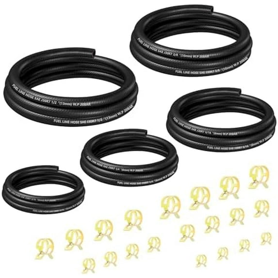 5PCS Fuel Line Hose Kit, 5 Sizes NBR Gas Hose with Clamps, Universal ...