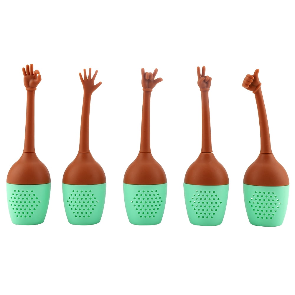 5PCS Funny Hand Gestures Tea Infuser Strainer FDA Grade Silicone Loose ...