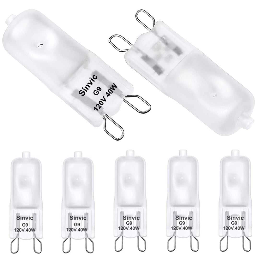 Sinvic 5PCS G9 40W Frosted Halogen Bulbs, 2800K Warm White, Dimmable ...