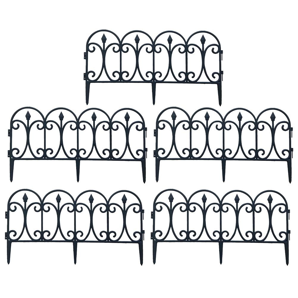 5PCS Garden Plastic Rail Fence Detachable Protective Guard Edging ...