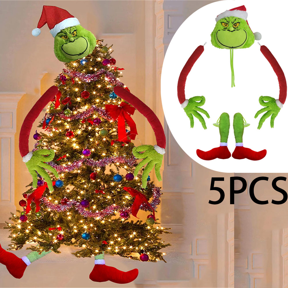5PCS Gr1nch Christmas Tree Ornament Plush Elf Leg Christmas Plush Elf ...