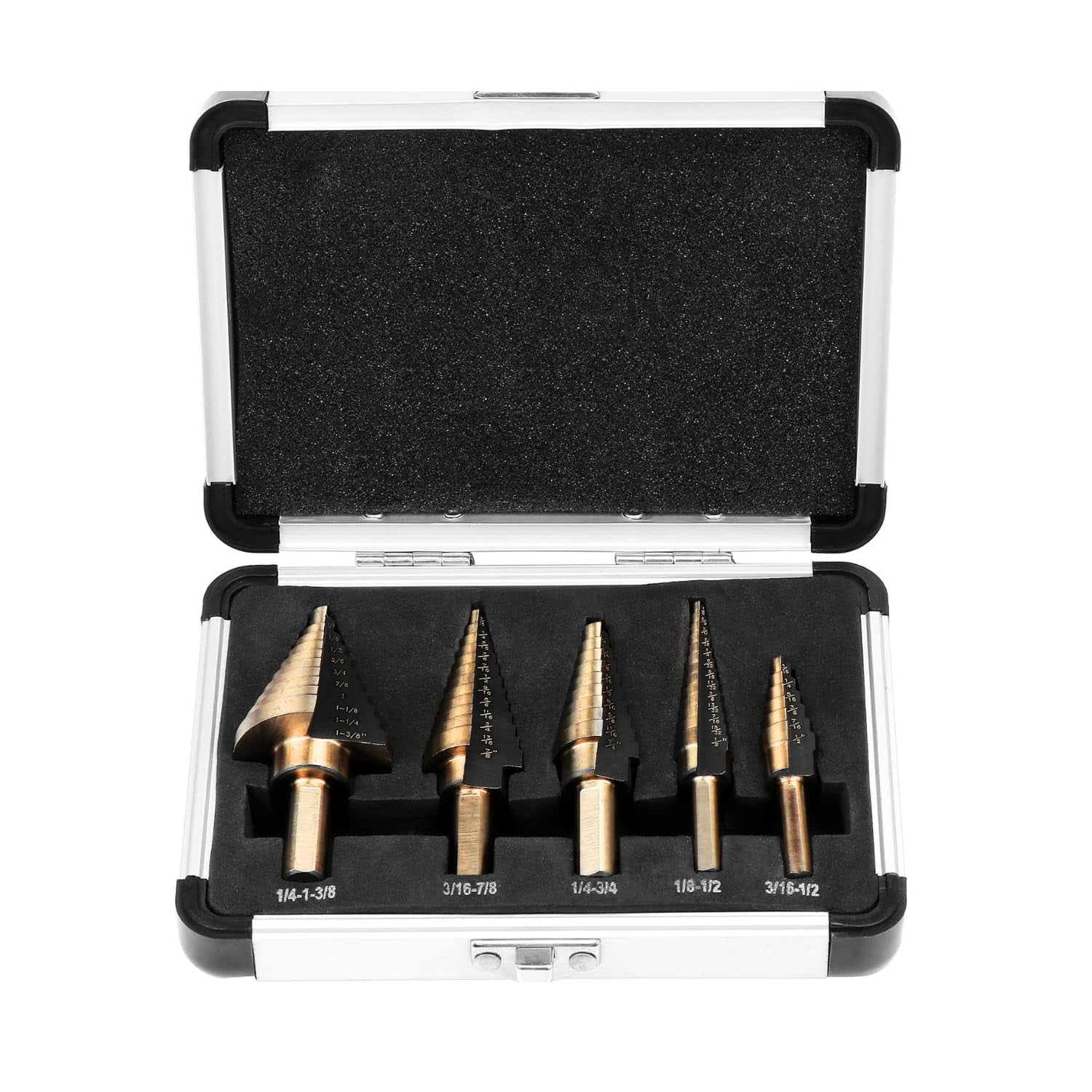 5PCS HSS Titanium Step Drill Bit Set, High Speed Steel Step Bits for ...