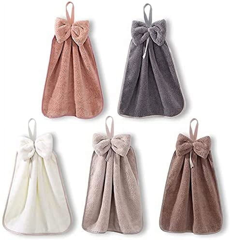 5PCS Microfiber Hand Towels with Hanging Loop - Super Absorbent, Quick ...