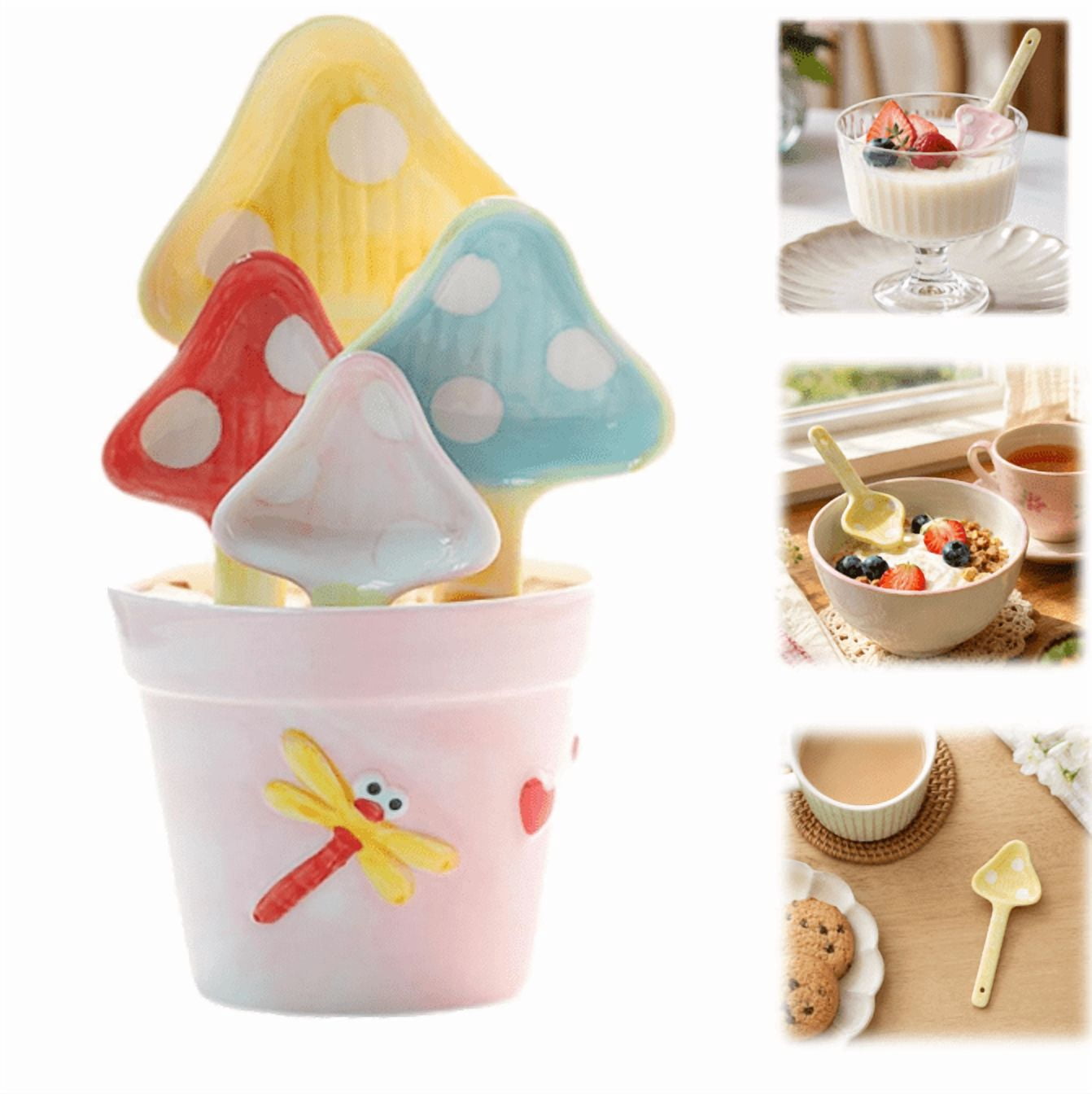 5PCS Handmade Flower Ceramic Measuring Spoons - Boxed Baking Tool Gift ...