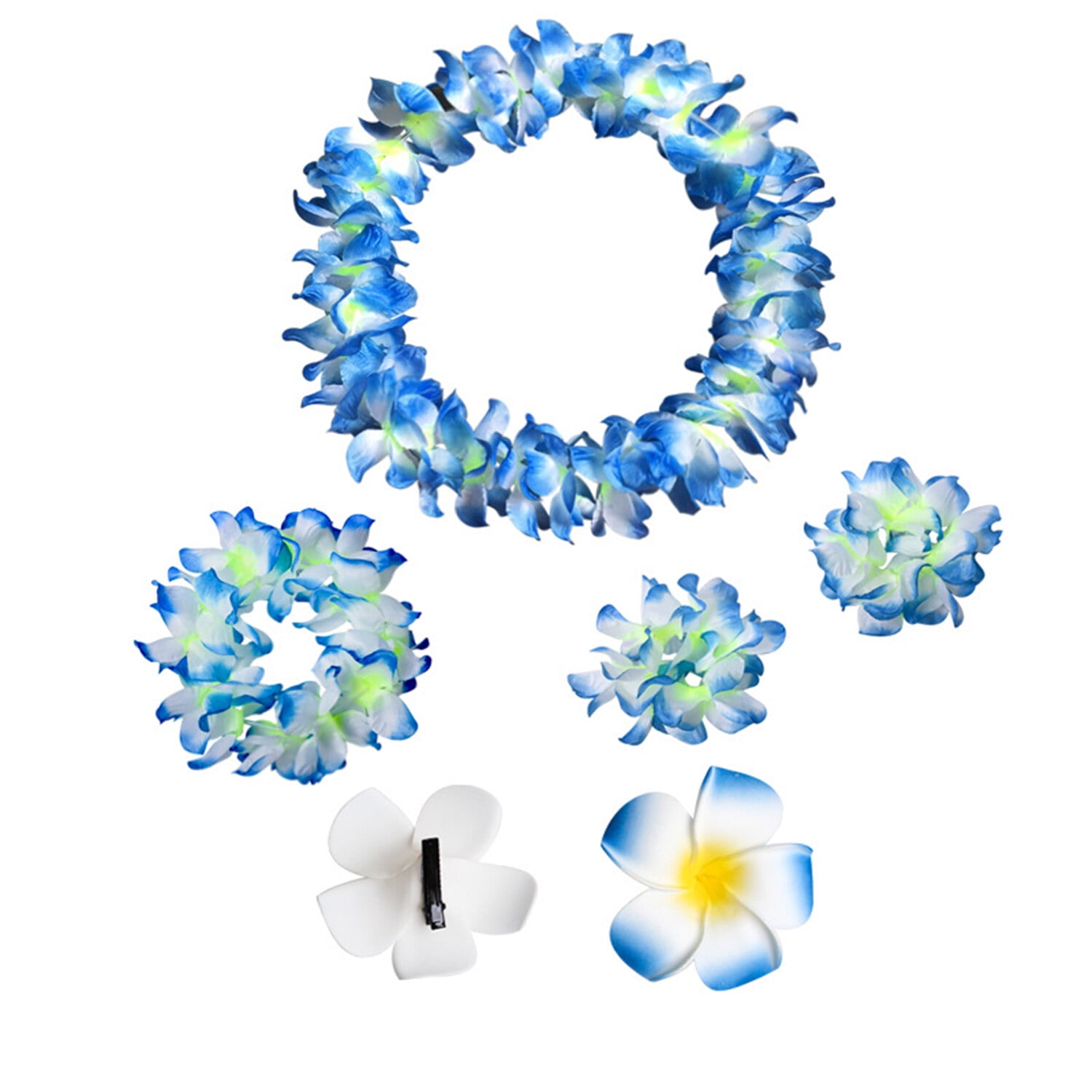 5PCS Hawaiian Luau Leis Party Decorations Supplies - Tropical Tiki ...